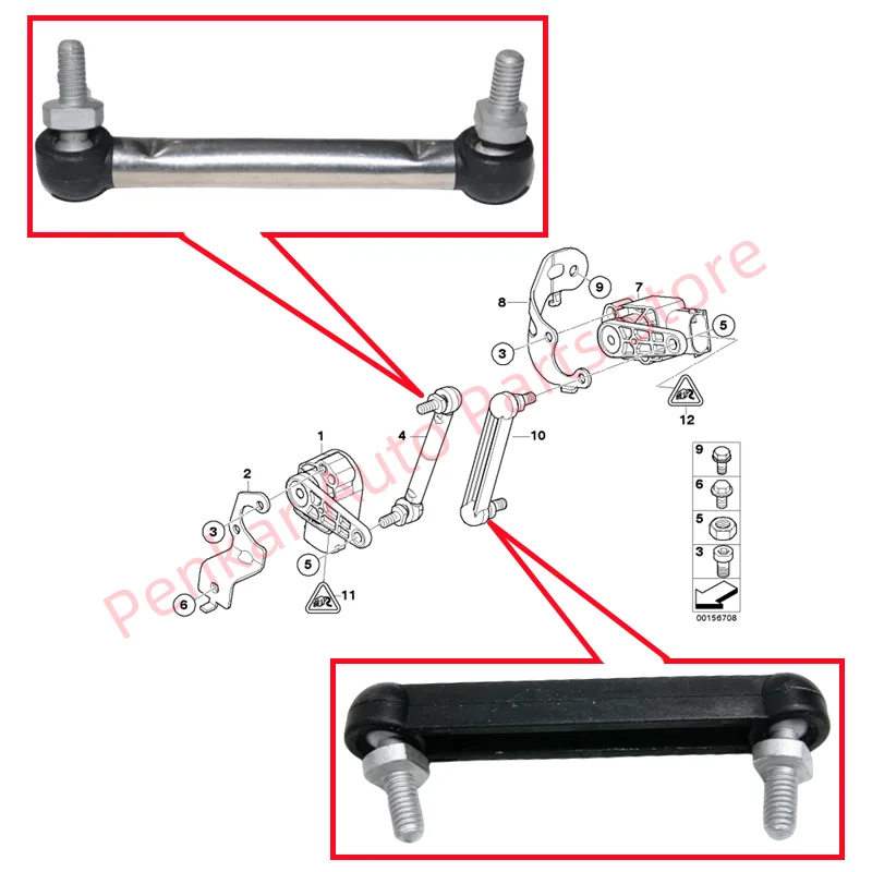 Headlight Adjustment Rod 37146776549 37146752797 For BMW X5 E70 X6 E71 ...