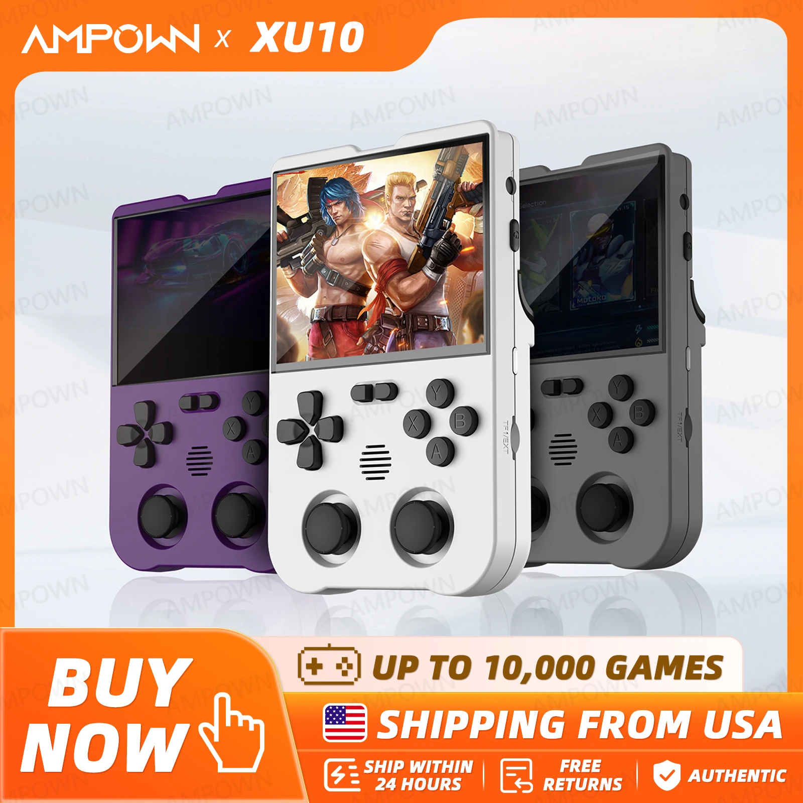 Ampown XU10 Handheld Game Console 3.5" IPS Screen 3000mAh Battery Linux ...