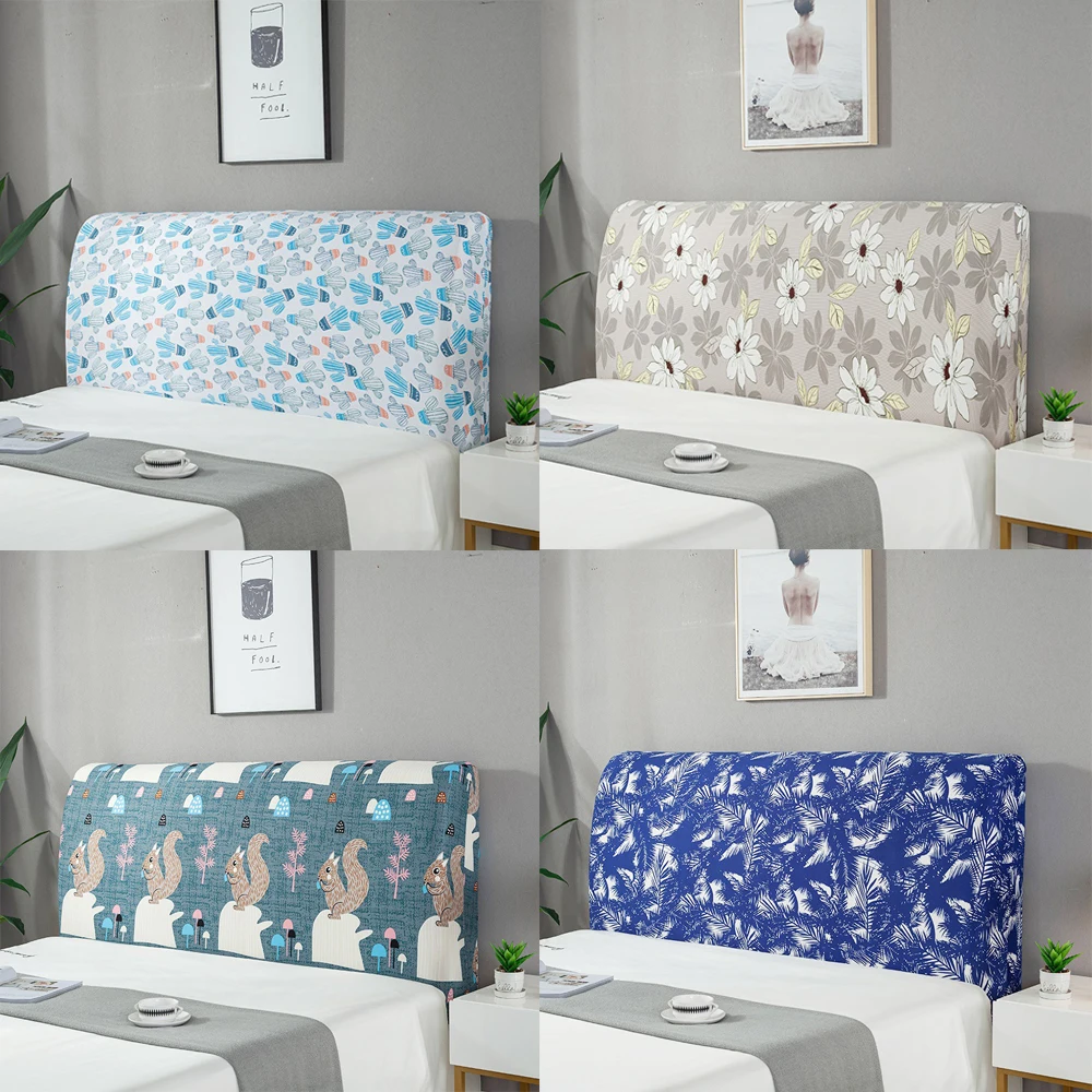 Floral-Printed-Bed-Headboard-Cover-Elastic-Spandex-Geometry-Bed-Head ...