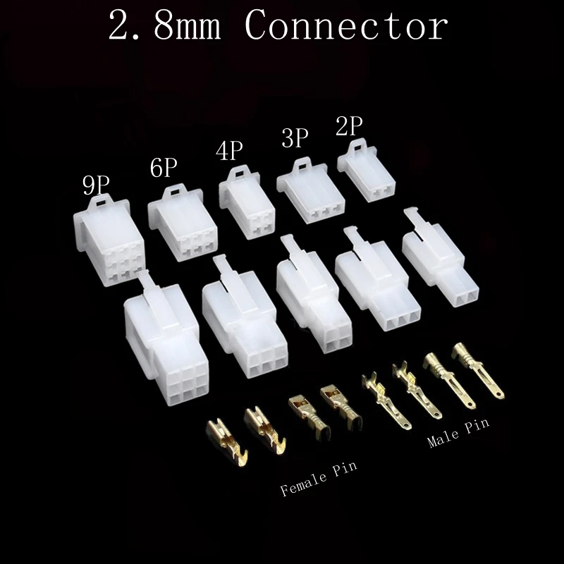 10sets-2-8mm-connector-2P-3P-4P-6P-9P-Electrical-2-8-Connector-Kits ...