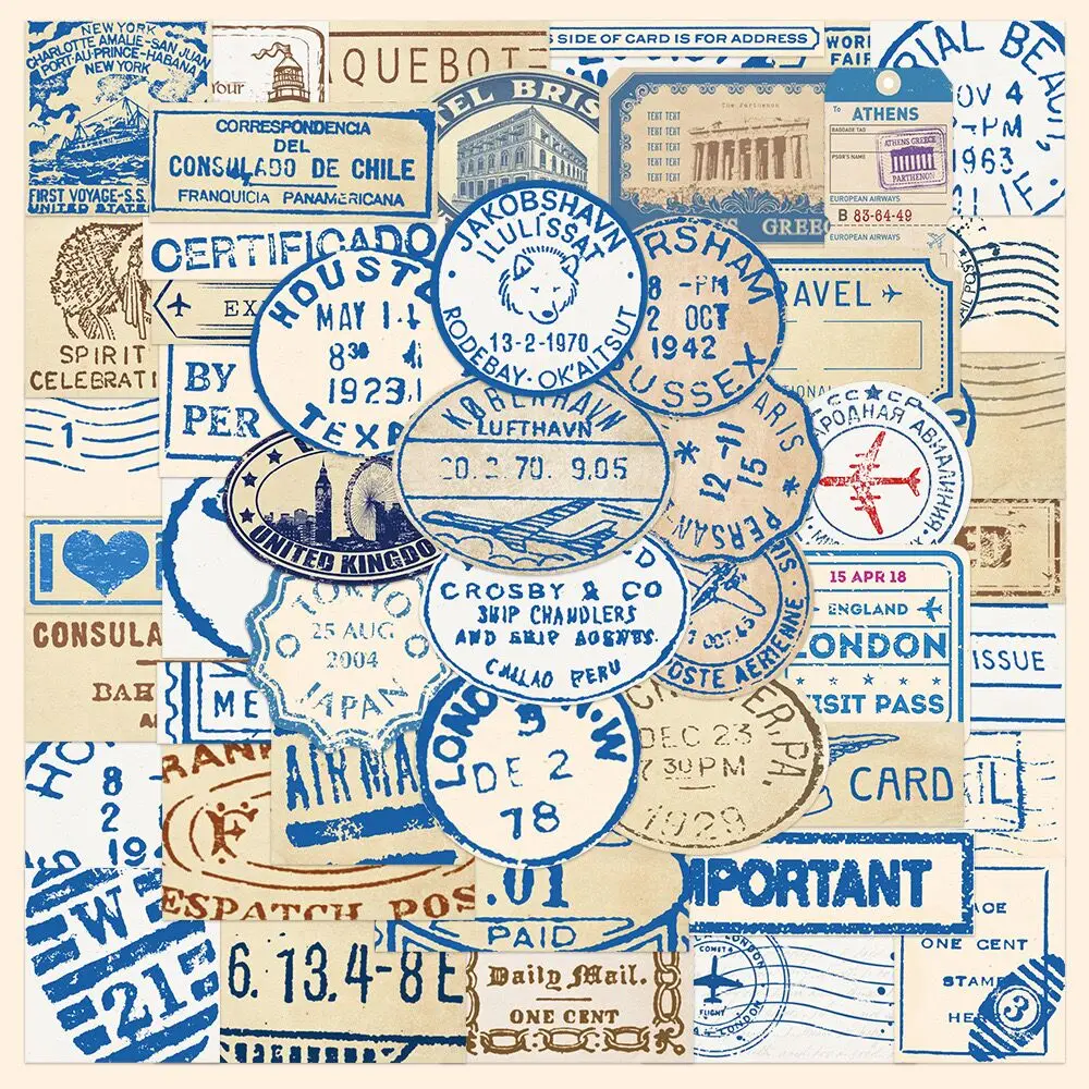 10-50-Stuks-Vintage-Poststempel-Reisstickers-Retro-Briefhoofd-Stempel ...