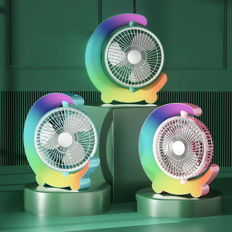 New-Electric-Fan-USB-Charging-Silent-Desktop-Cool-Colorful-Fan-360 ...