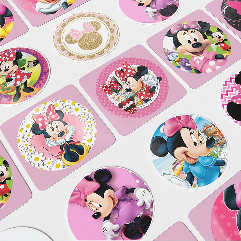 Autocollant-Disney-Minnie-en-papier-rose-tiquette-autocollante-pour-f ...