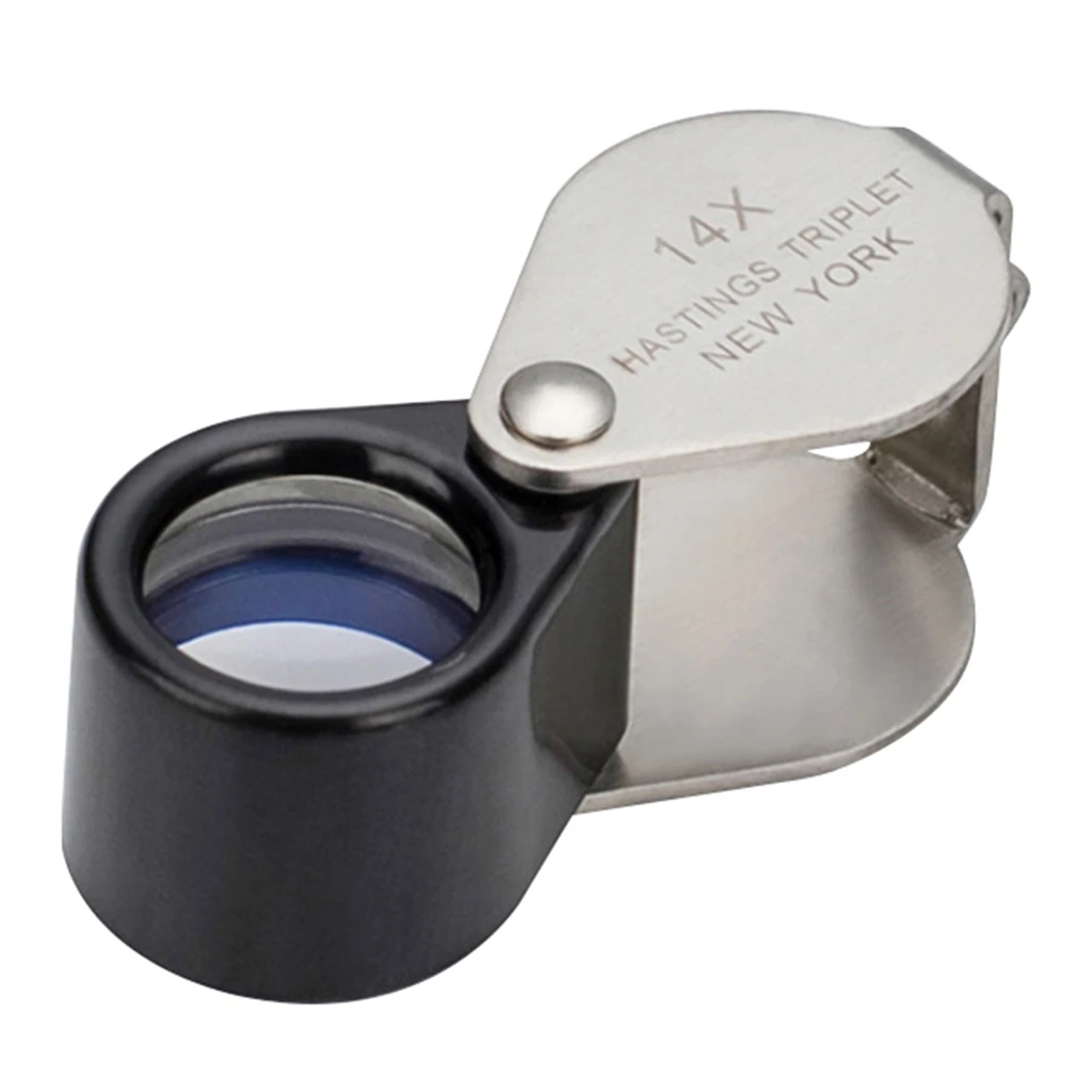 Folding-14X-Optics-Loupes-Magnifying-Glass-Portable-Magnifier-Metal ...