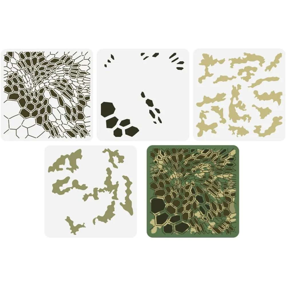 4-Pcs-Layered-Camo-Stencils-Template-11-8x11-8-inch-Hexagonal ...