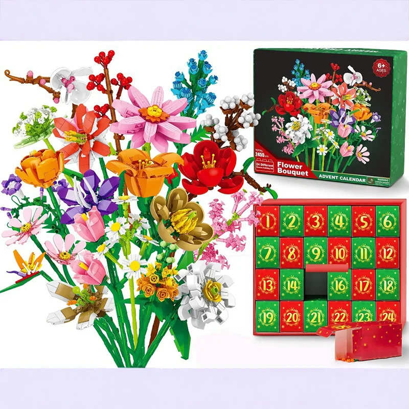 3D Flower Bouquet Advent Calendar Creative DIY Christmas Countdown ...