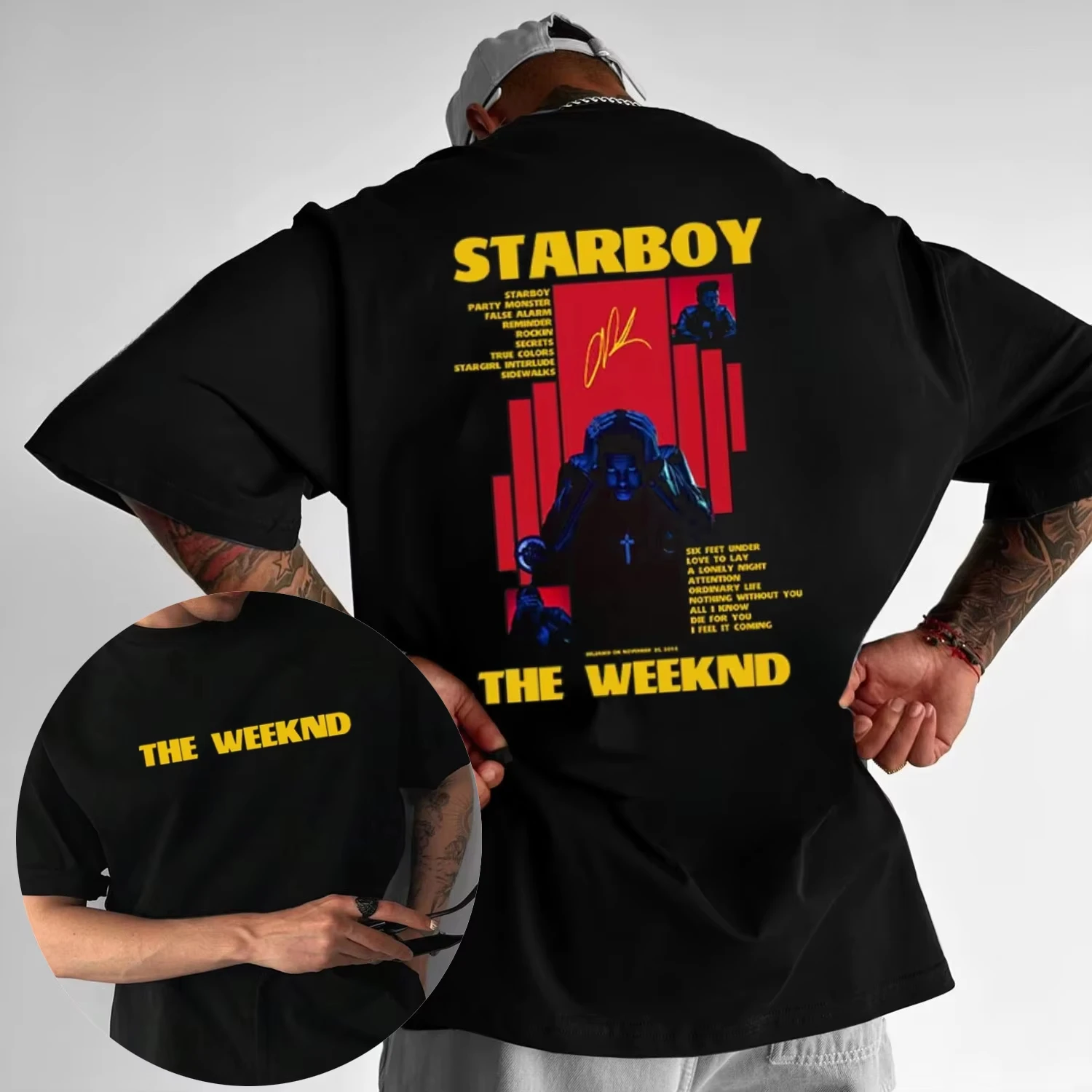 Rapper THE WEEKND STARBOY Album 2026 Merch T-shirt Men's Summer Street ...