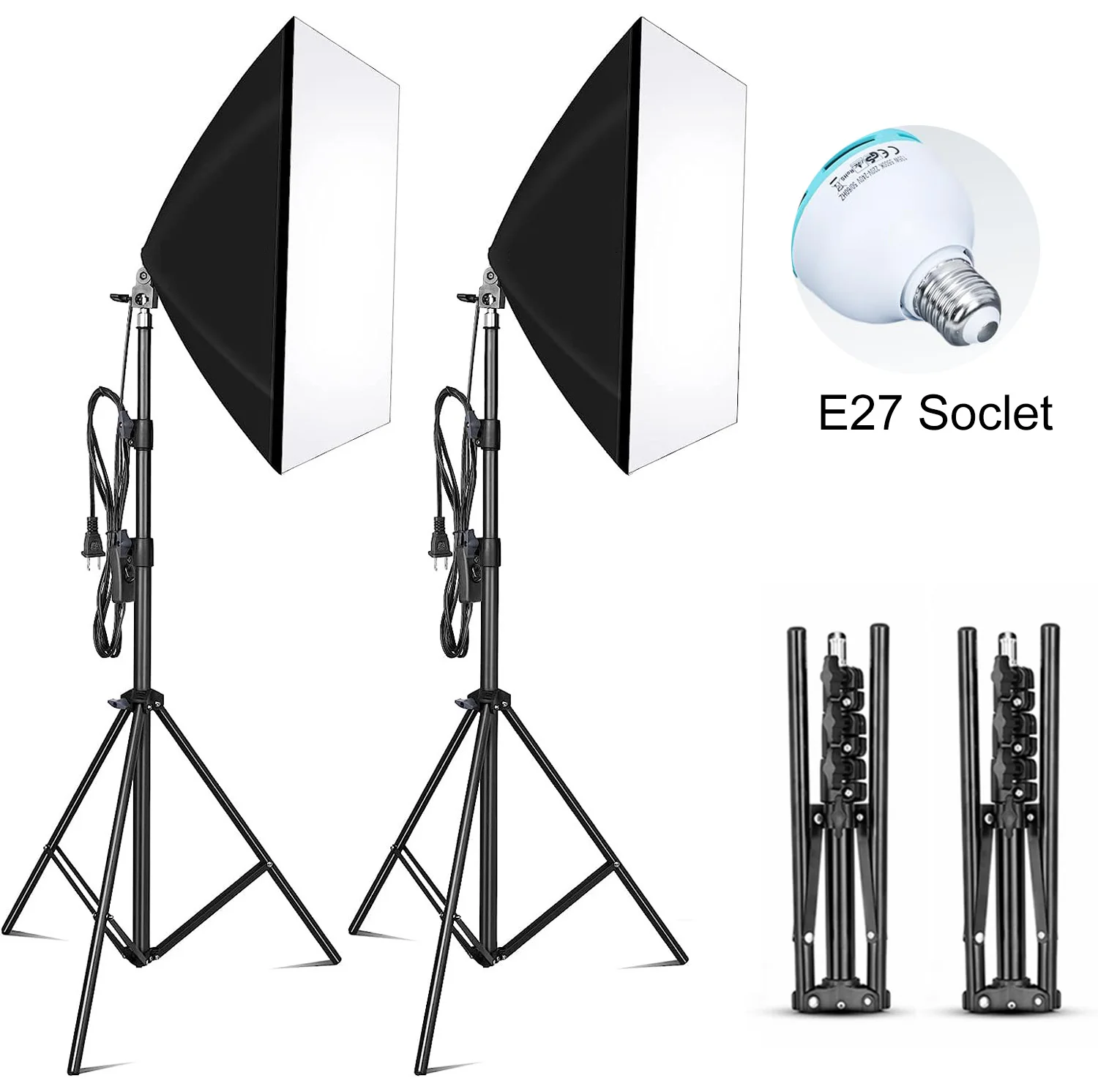 Photography-Softbox-Lighting-Soft-Box-With-2mTripod-E27-Photographic ...