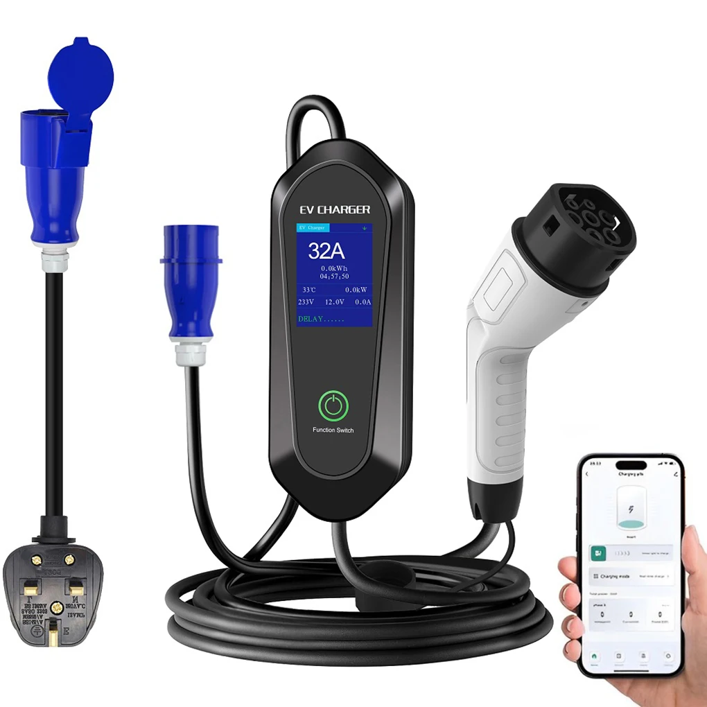 32A-7KW-5M-Single-Phase-3PIN-Type-2-Charging-Cable-CEE-With-LCD-Display ...