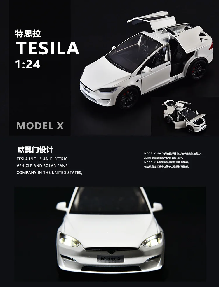 Toy Tesla Car 1:24 Scale Tesla Model X Diecast Model Car | Alloy Pull ...