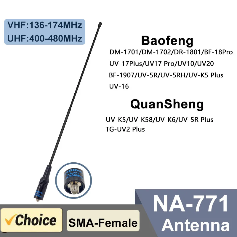 Na771-Antenna-Nagoya-High-Gain-Antenna-VHF-UHF-SMA-Female-For-Quansheng ...