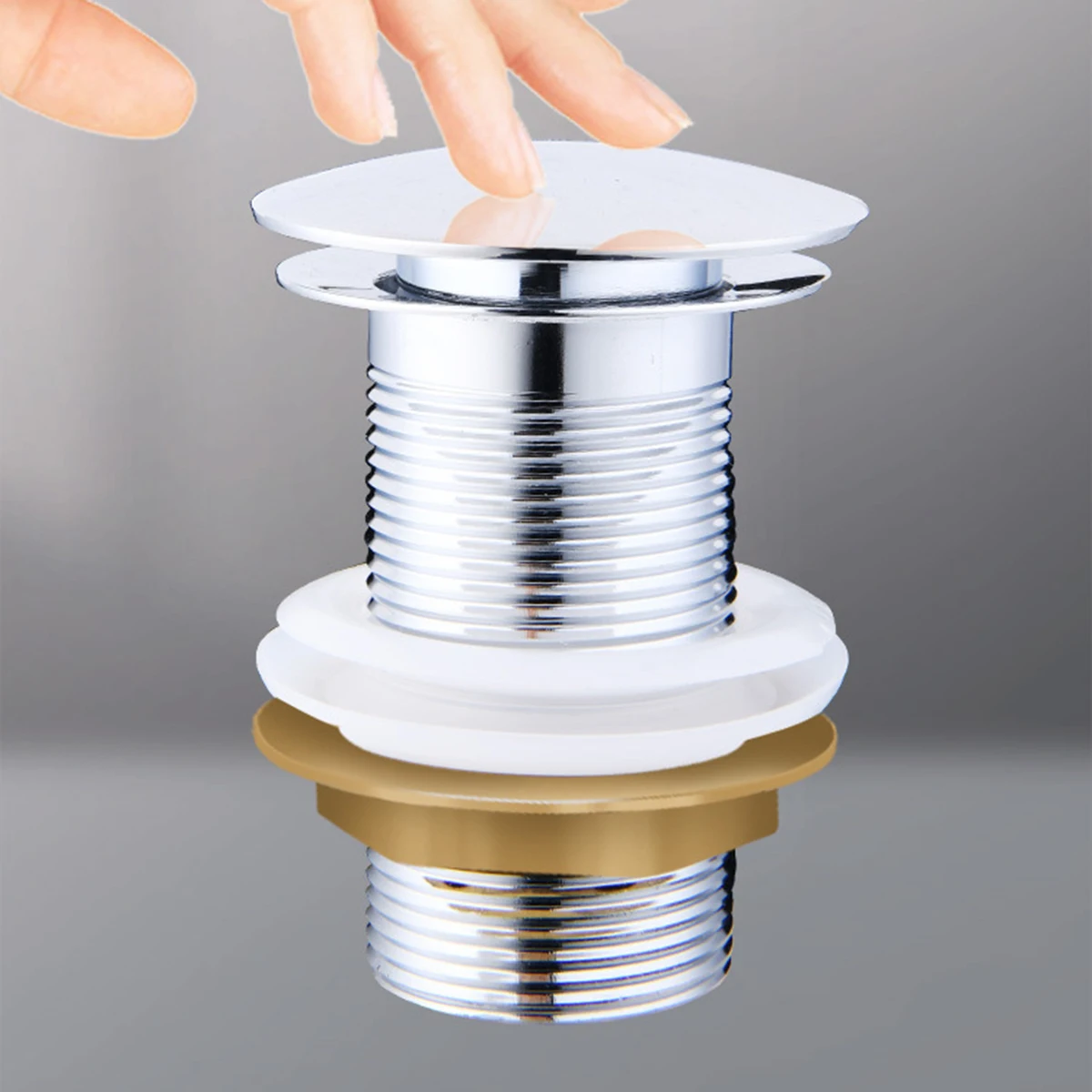 Spring-Drain-For-Washbasin-Click-Clack-Pop-Up-Drain-With-Push-Button ...