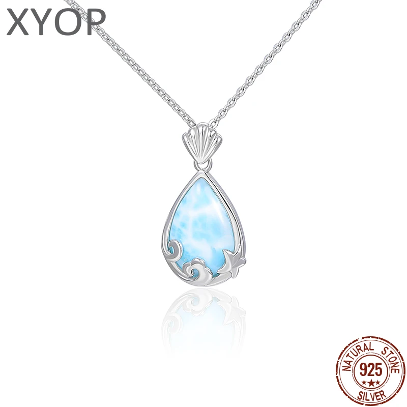 XYOP-collar-de-plata-de-ley-925-joyer-a-de-Larimar-Natural-con-detalles ...