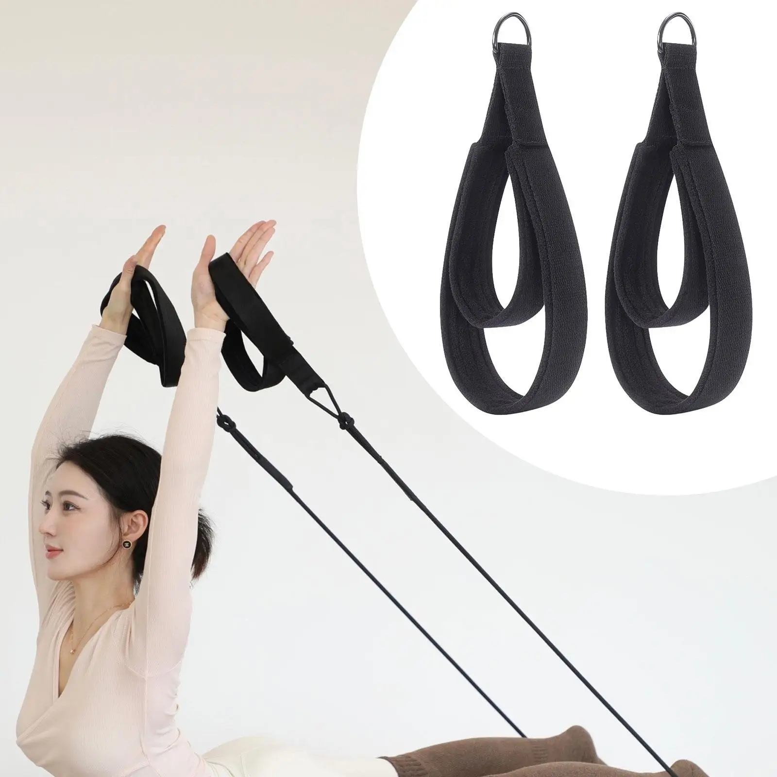 2x Pilates Double Loop Straps for Reformer D Rings Straps Gym Exercise ...