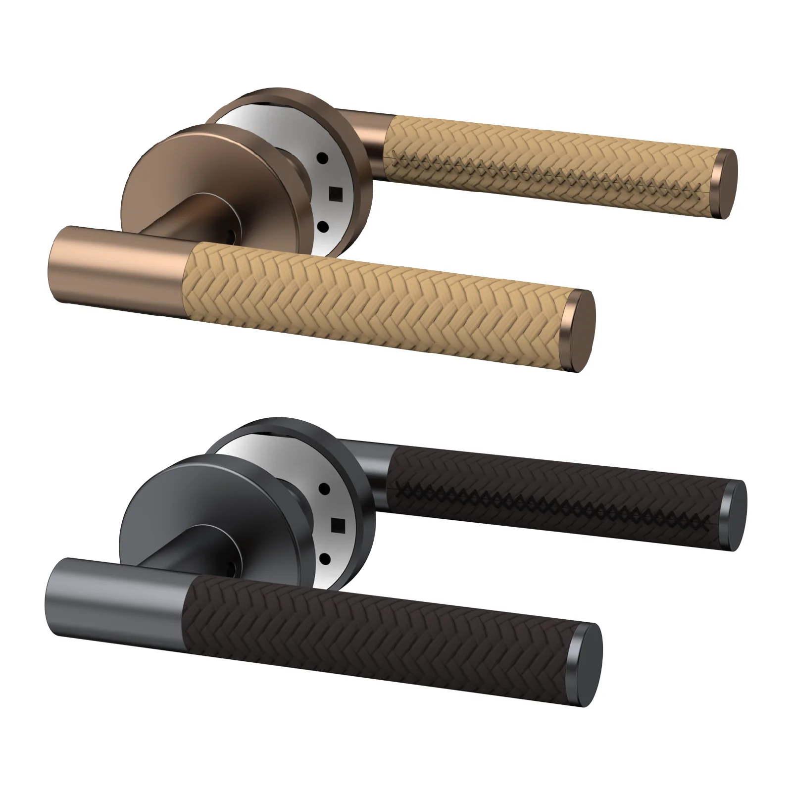 Viladepot Privacy Door Handle Leather Texture Lever Bedroom Bathroom ...