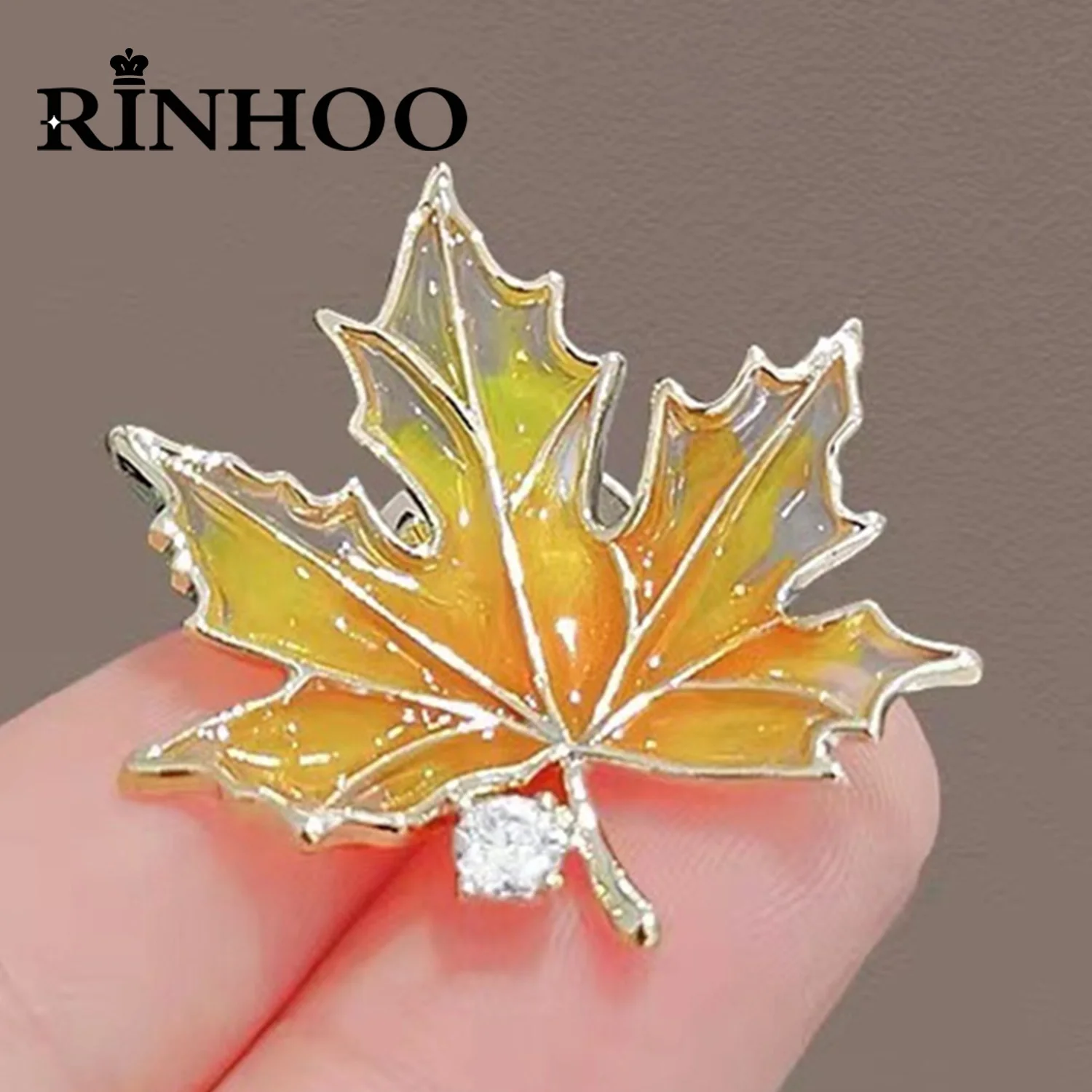 Rinhoo Vintage Painting Enamel Maple Leaf Brooches Pins For Women Girls ...