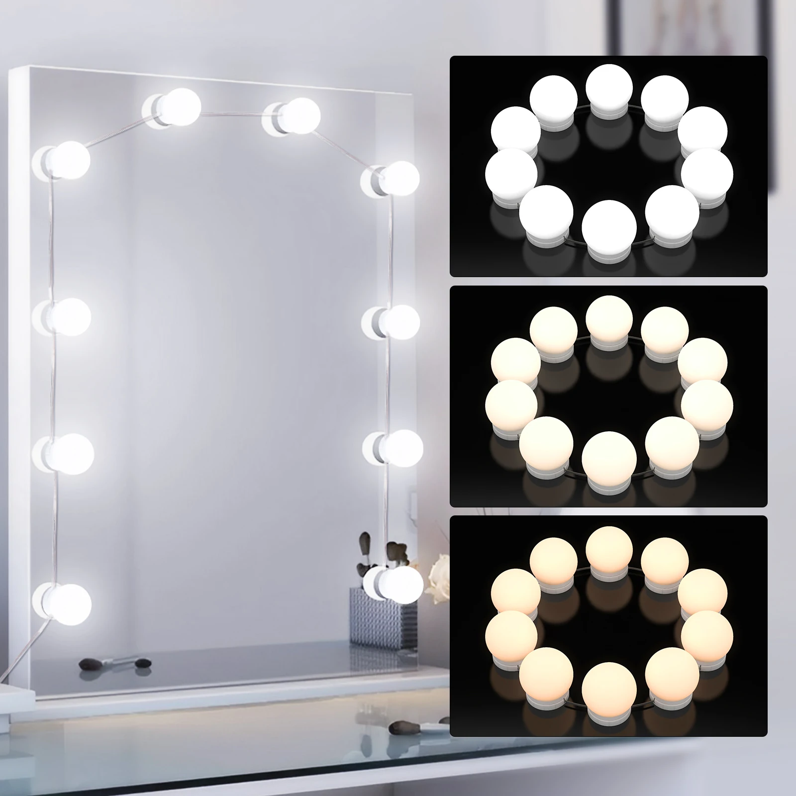 Mirror-Light-10-Bulbs-Vanity-Lights-USB-Bathroom-Dressing-Table ...