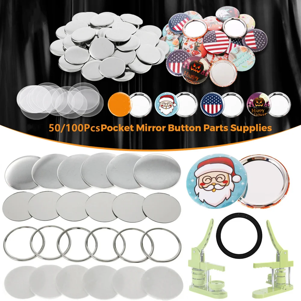 50/100Pcs Blank Mirror Badge Button Maker Part 58MM, DIY Round Button ...