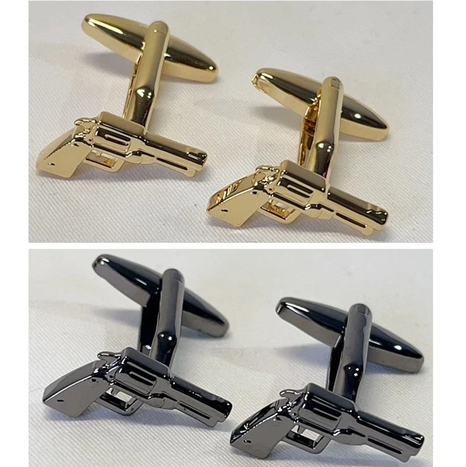 10pairs/lot Golden/Gunblack Pistol Cufflinks Gun Handgun Shooter Cuff ...