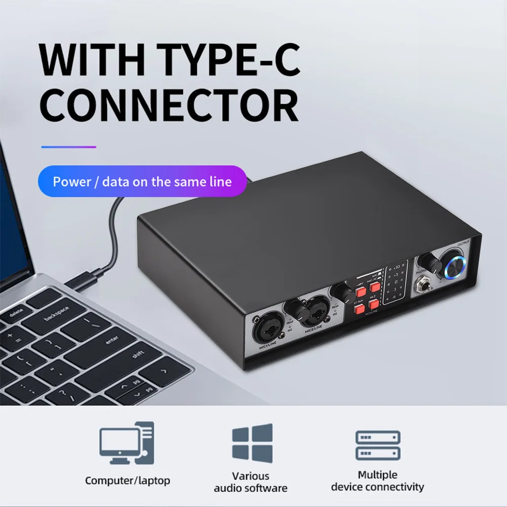 2-in 2-out Mixer Recording Sound Card Mixing Console Track Separation ...