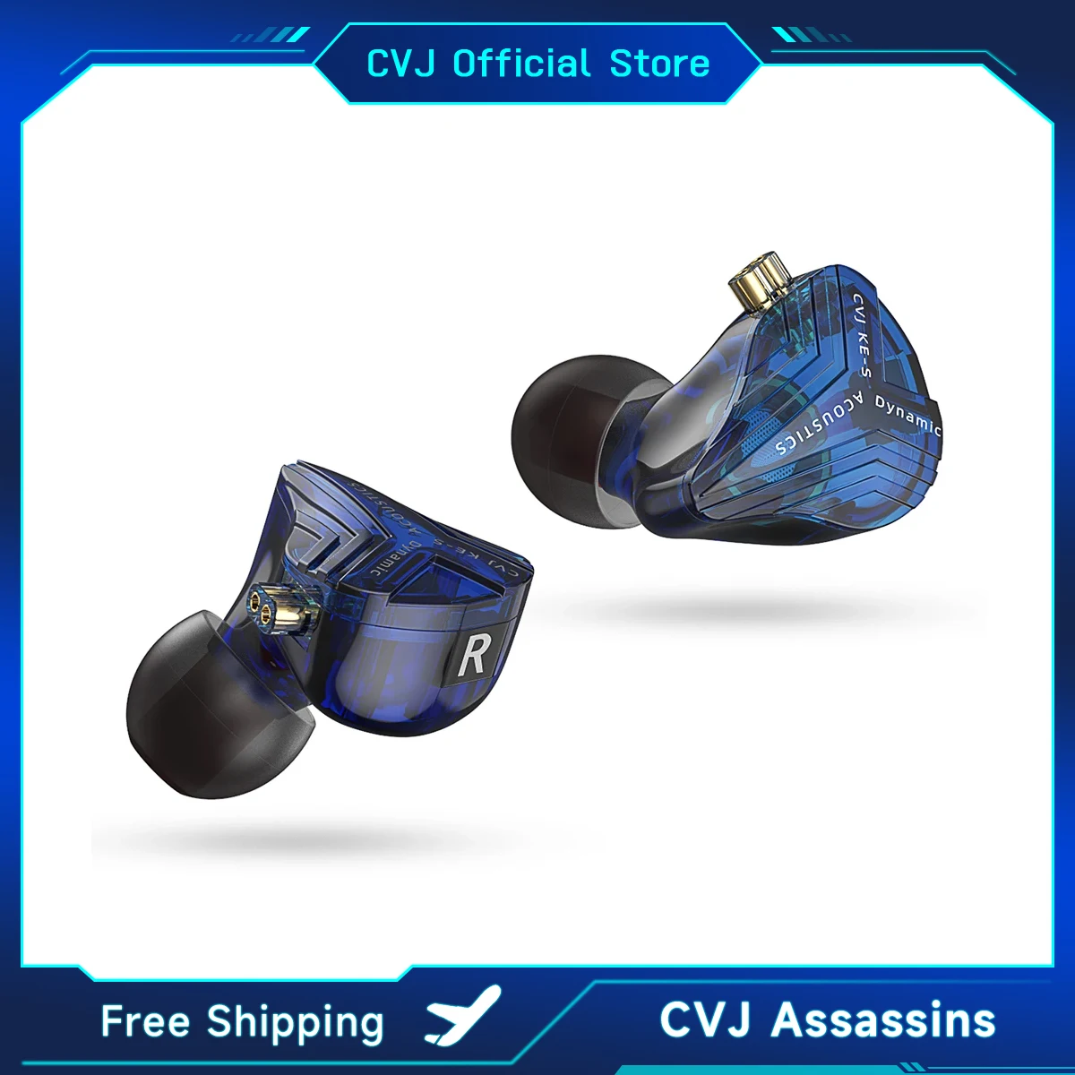 CVJ KE-S Earphones Dual Magnetic Dynamic Driver Headphones 360 ...