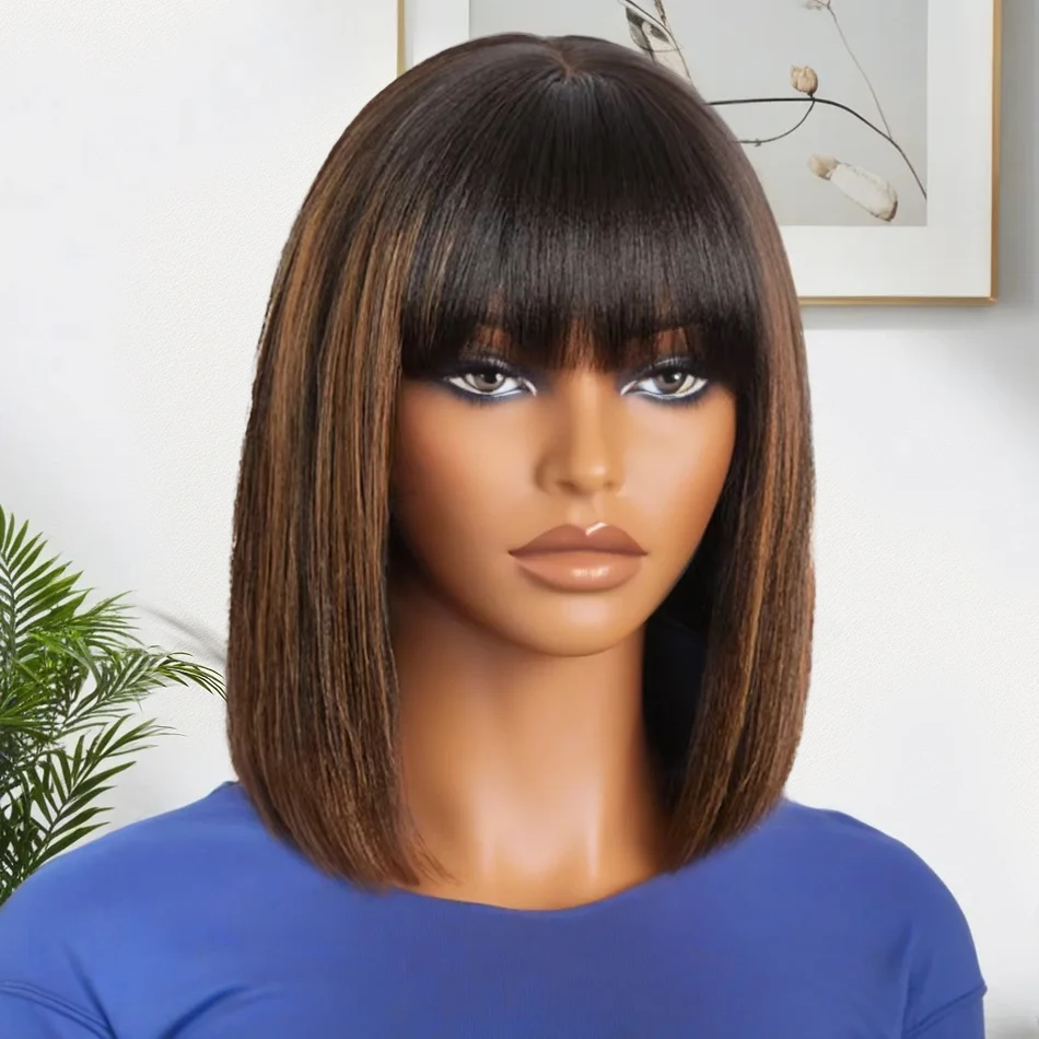 Sophianna-Peluca-de-cabello-humano-liso-con-flequillo-para-mujer ...