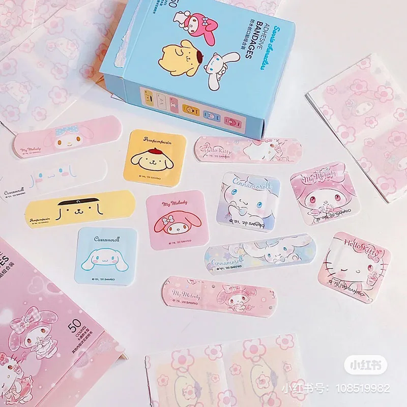 Olá Kitty Sanrios Kit Band Aid Minha Melodia Anime 50 Pçs À Prova ...