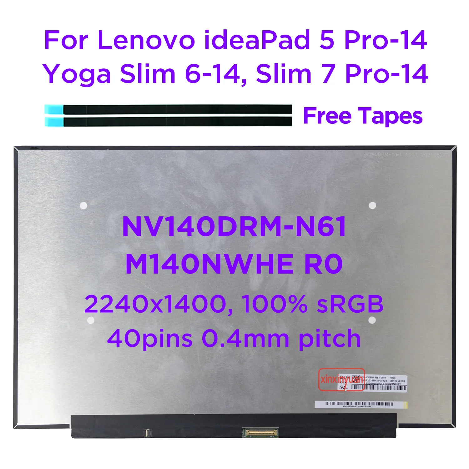 14.0 Laptop LCD Screen NV140DRM-N61 M140NWHE R0 for Lenovo ideapad 5 ...