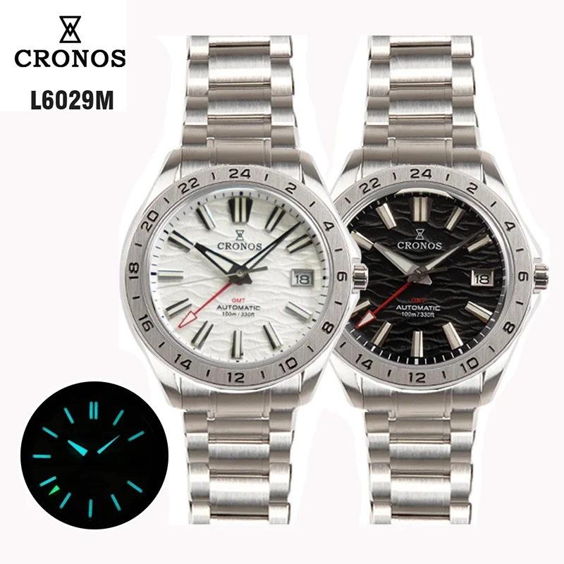 Cronos-GS-GMT-Watch-39mm-Automatic-Mechanical-Bubble-Sapphire-Stainless ...