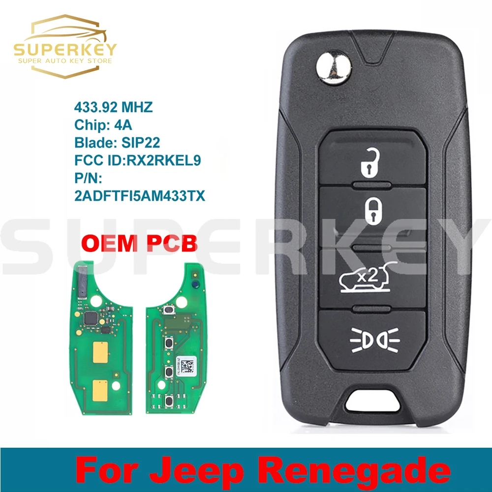 SUPERKEY RX2RKEL9 2ADFTFI5AM433TX Keyless Remote Flip Key 4A Chip 433 ...