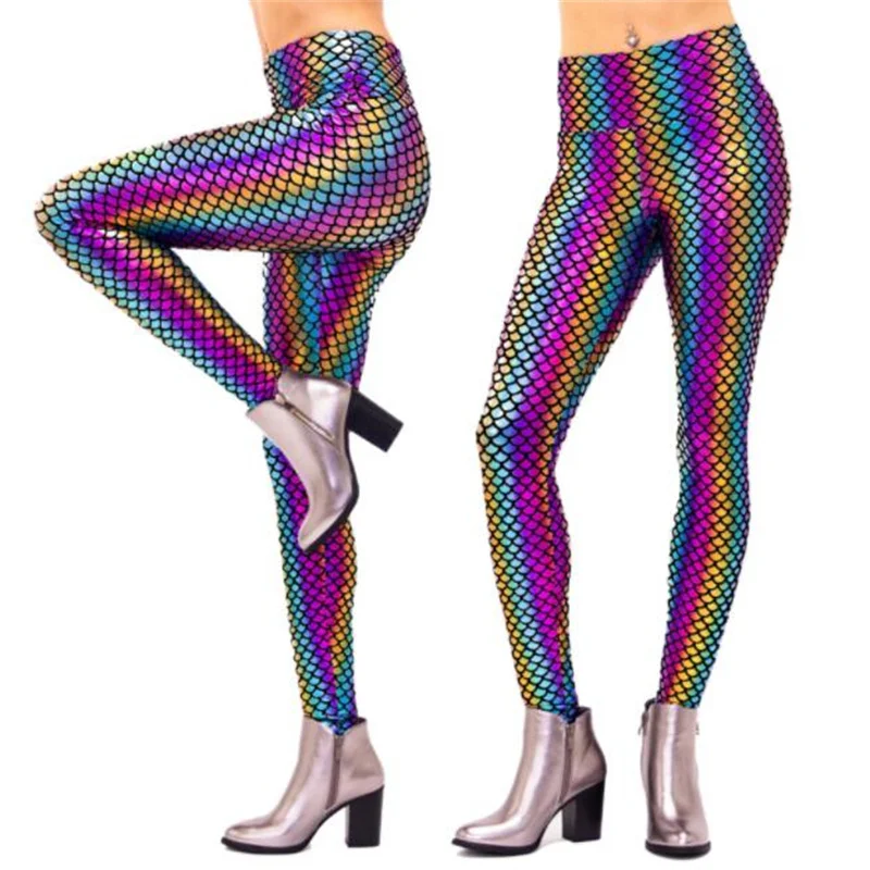 Sexy-Street-Leather-Pants-Women-S-Rainbow-Fish-Scale-Tights-Night-Club ...