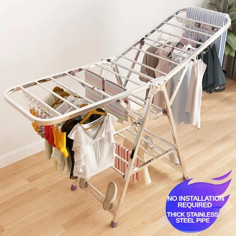 Movable-Stainless-Steel-Clothes-Drying-Rack-Foldable-Floor-Laundry ...