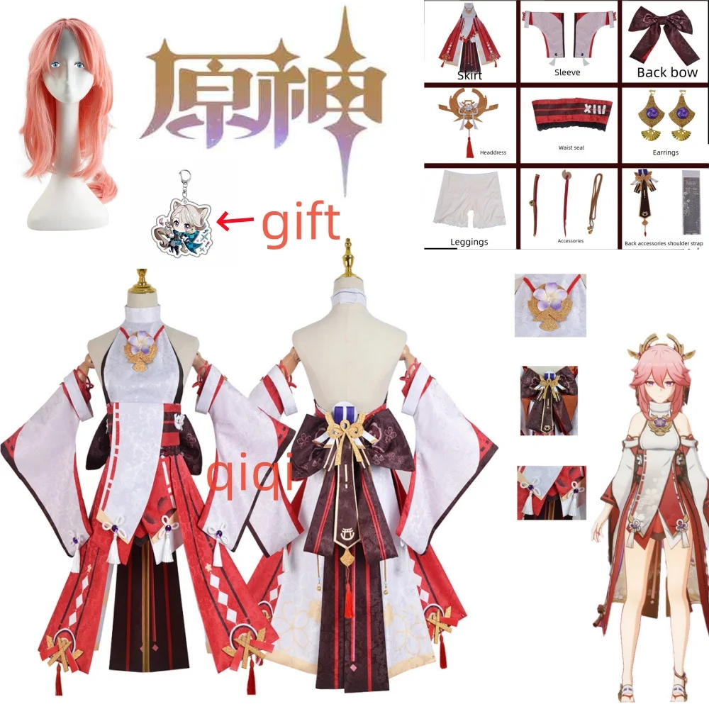 Yae-Miko-Genshin-Impact-Cosplay-Trajes-para-Meninas-Conjunto-Completo ...