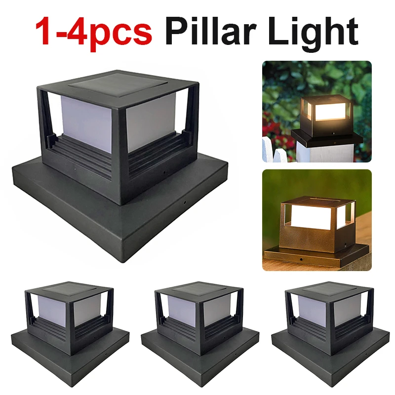 Solar Power Square Post Lights Fence Light Waterproof Outdoor Street ...
