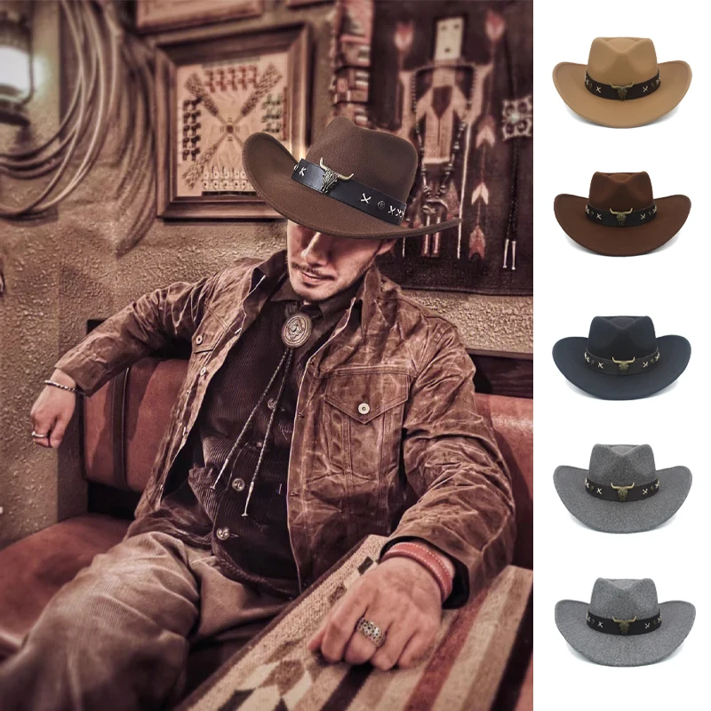 Men-Women-Wool-Blend-Western-Cowboy-Hats-Wide-Brim-Sunhats-Party-Travel ...