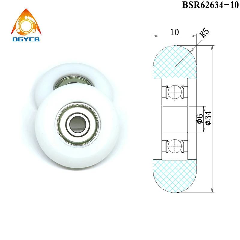 1pcs 6x34x10 mm Rower Rollers BSR62634-10 OD 34mm POM Coated Rowing ...