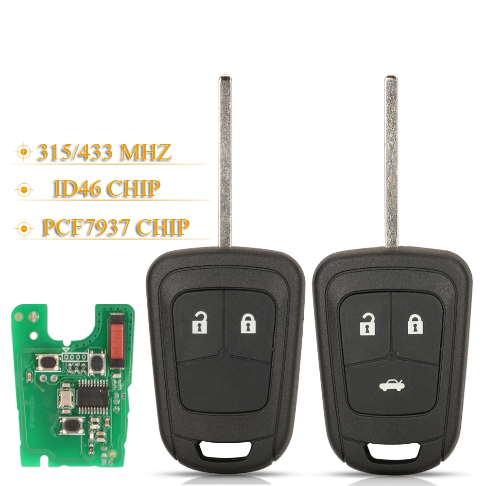 jingyuqin Remote Car Key 315Mhz ID46 PCF7937 For Opel ASTRA J 4 IV ...