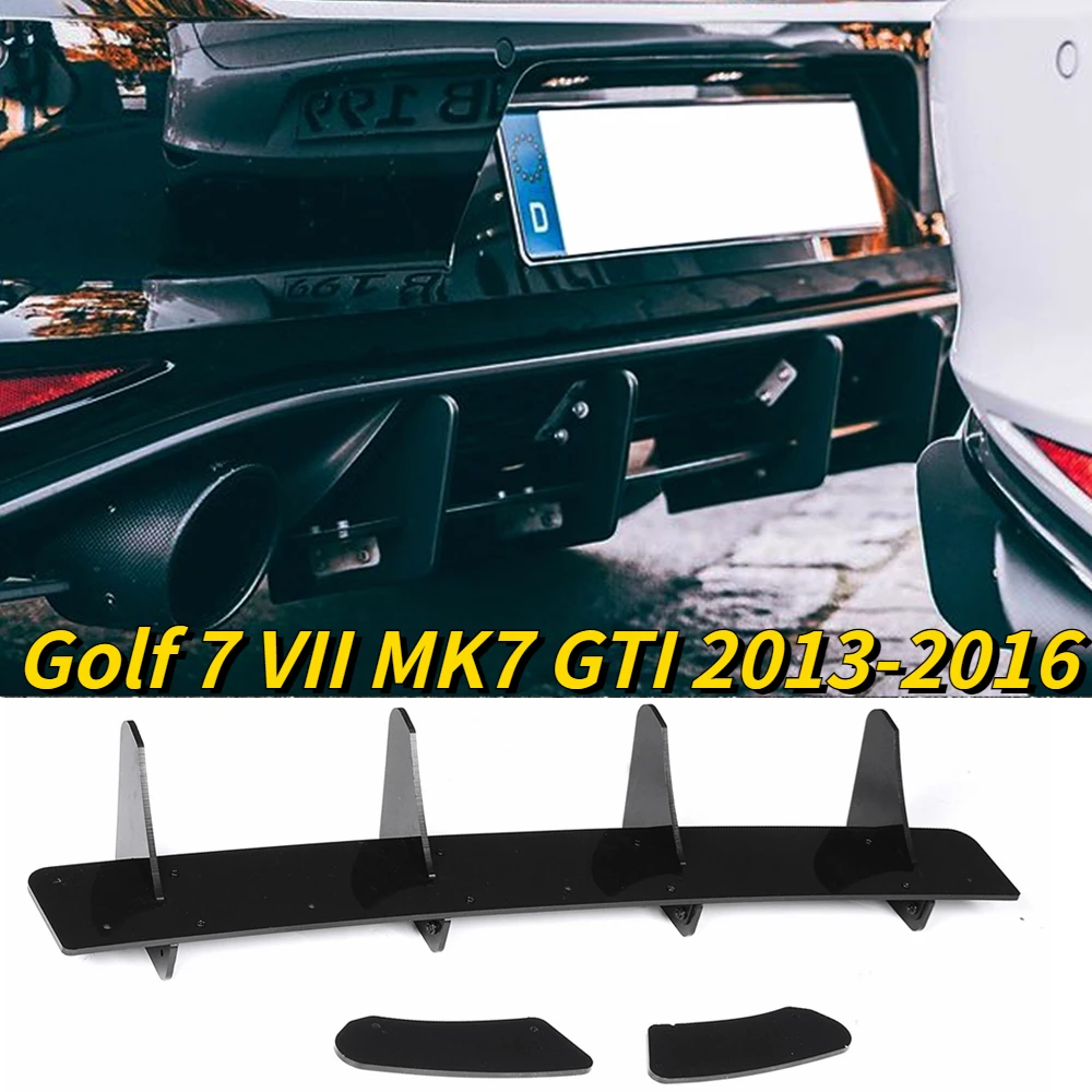 Glossy Black Car Rear Bumper 4 Fins Diffuser Rear Side Splitters ...