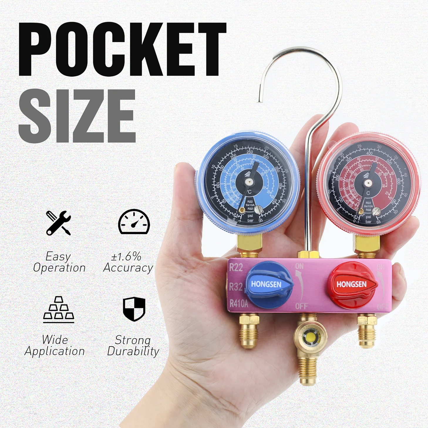 HONGSEN-HS-M02-Air-Conditioner-Manifold-Gauge-Set-Refrigerant-Tools-for ...