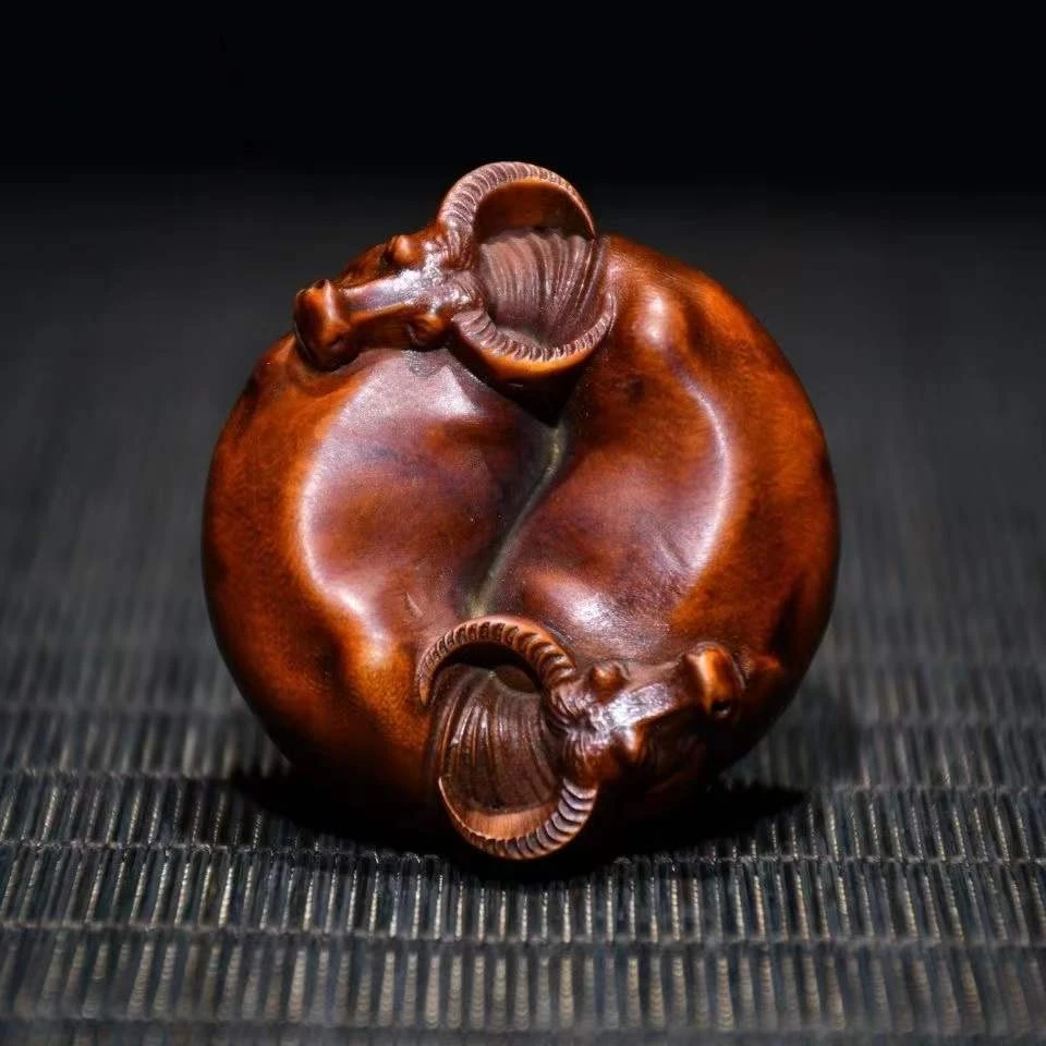 Tt103- 5 Cm Bufflao Ox Boxwood Sculpture Wood Carving Animal Statue ...