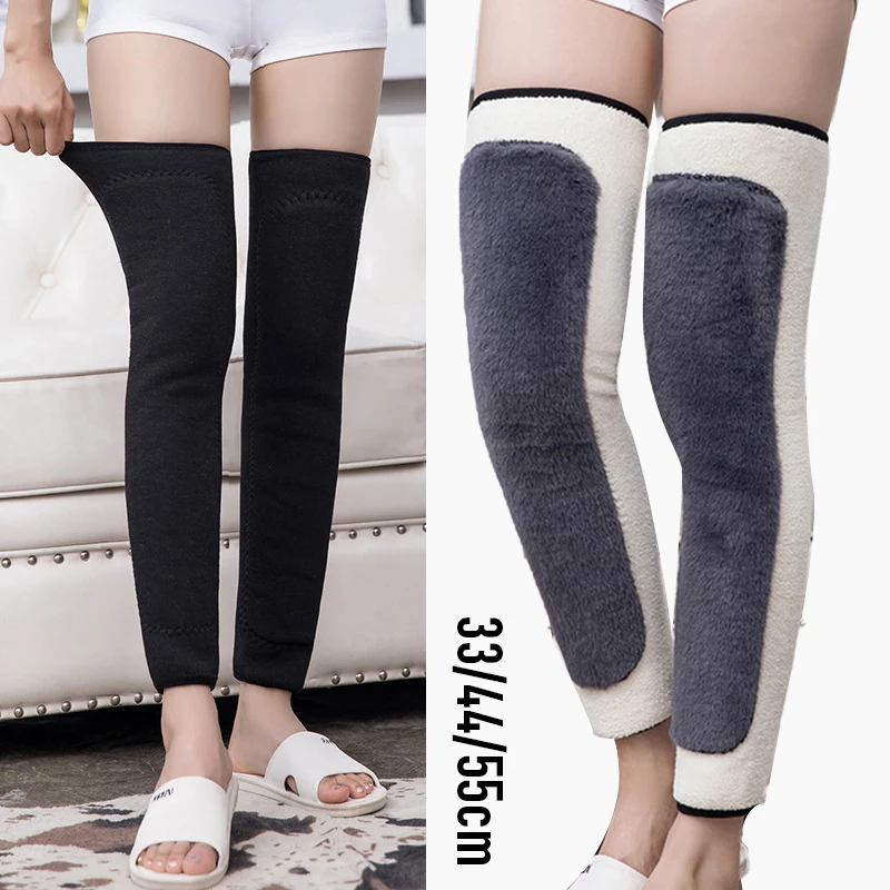 Furry Leg Warmer Faux Lamb Velvet Thicken Knee Pads Knee Brace Support ...