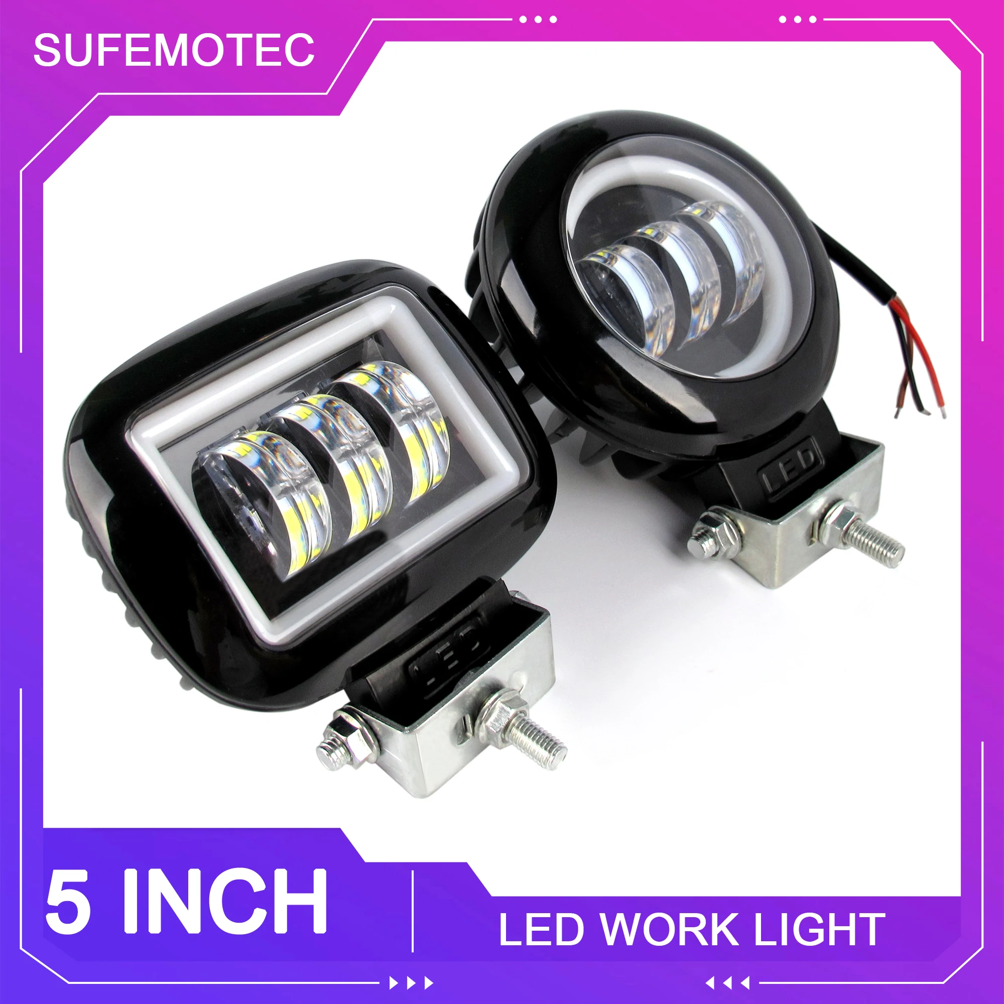 5-Inch-Round-Square-LED-Fog-Lights-White-Led-Driving-Light-Flood-for ...