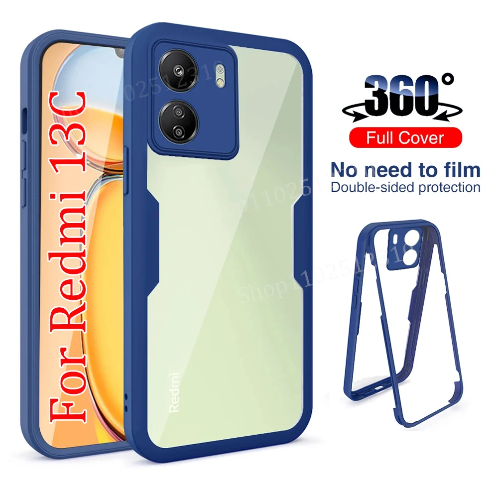 Capa-de-telefone-de-corpo-inteiro-para-Xiaomi-Redmi-prova-de-choque-transparente-protetora-13C ...