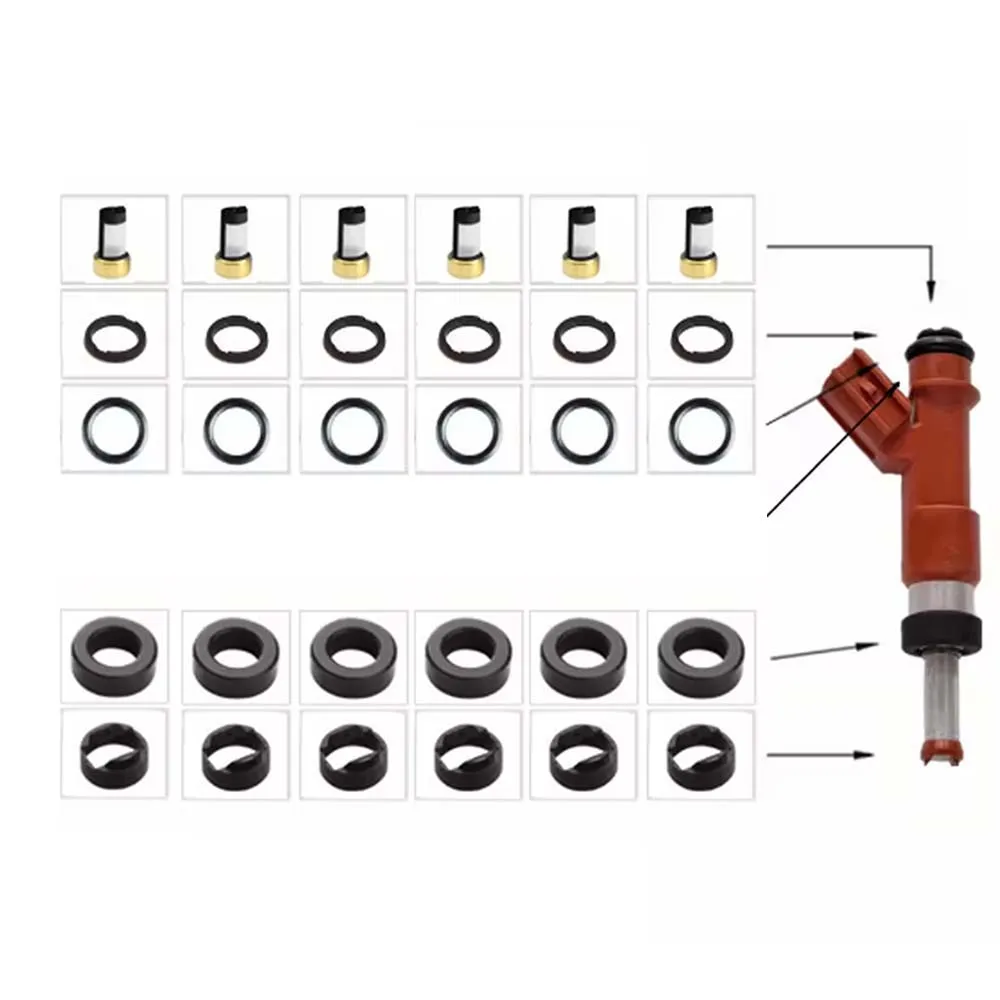 4/6Set Fuel Injectors Nozzle Kits Plastic Cap Filter oring Seal For ...