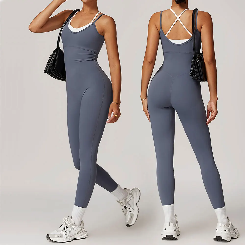 Sexy Women's Clothes Yoga Set Color Blocking Jumpsuits One Piece ...