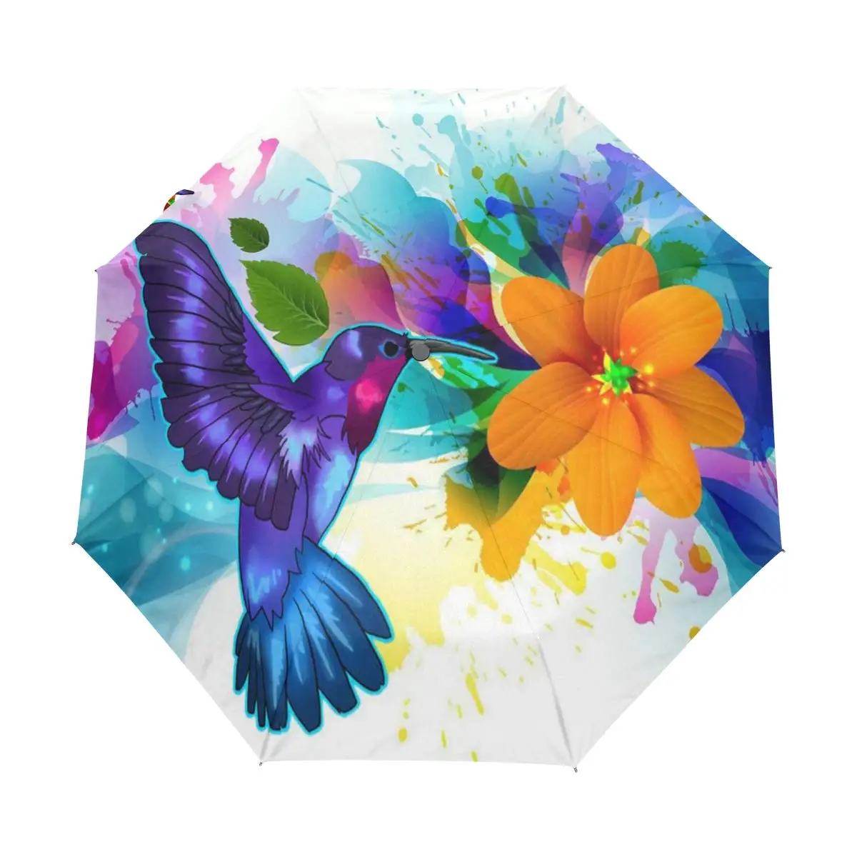 Watercolor-Hummingbird-Travel-Umbrellas-Lovely-Bird-Flowers-Folding ...