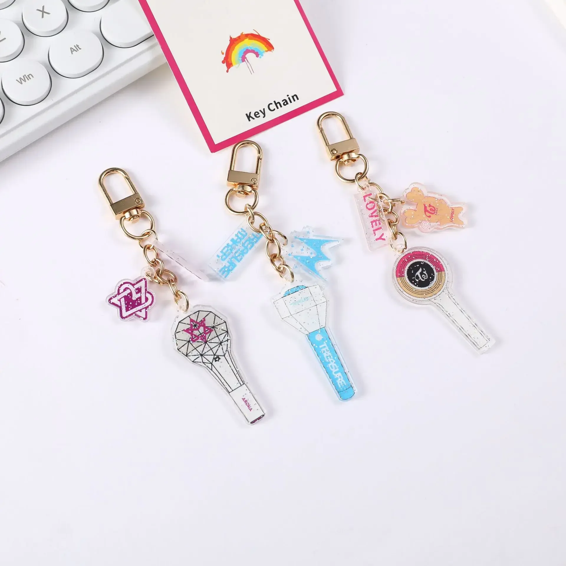 Kpop-Idols-Groups-Mini-Light-Stick-Keychains-Acrylic-Laser-Stars ...