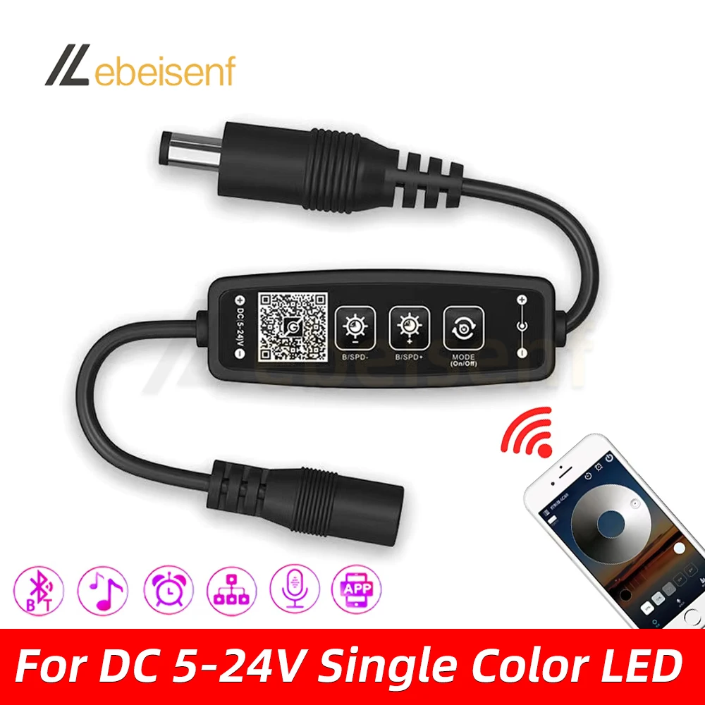 New DC 5V 12V 24V 3A Single Color LED Strip Light Smart Bluetooth APP ...