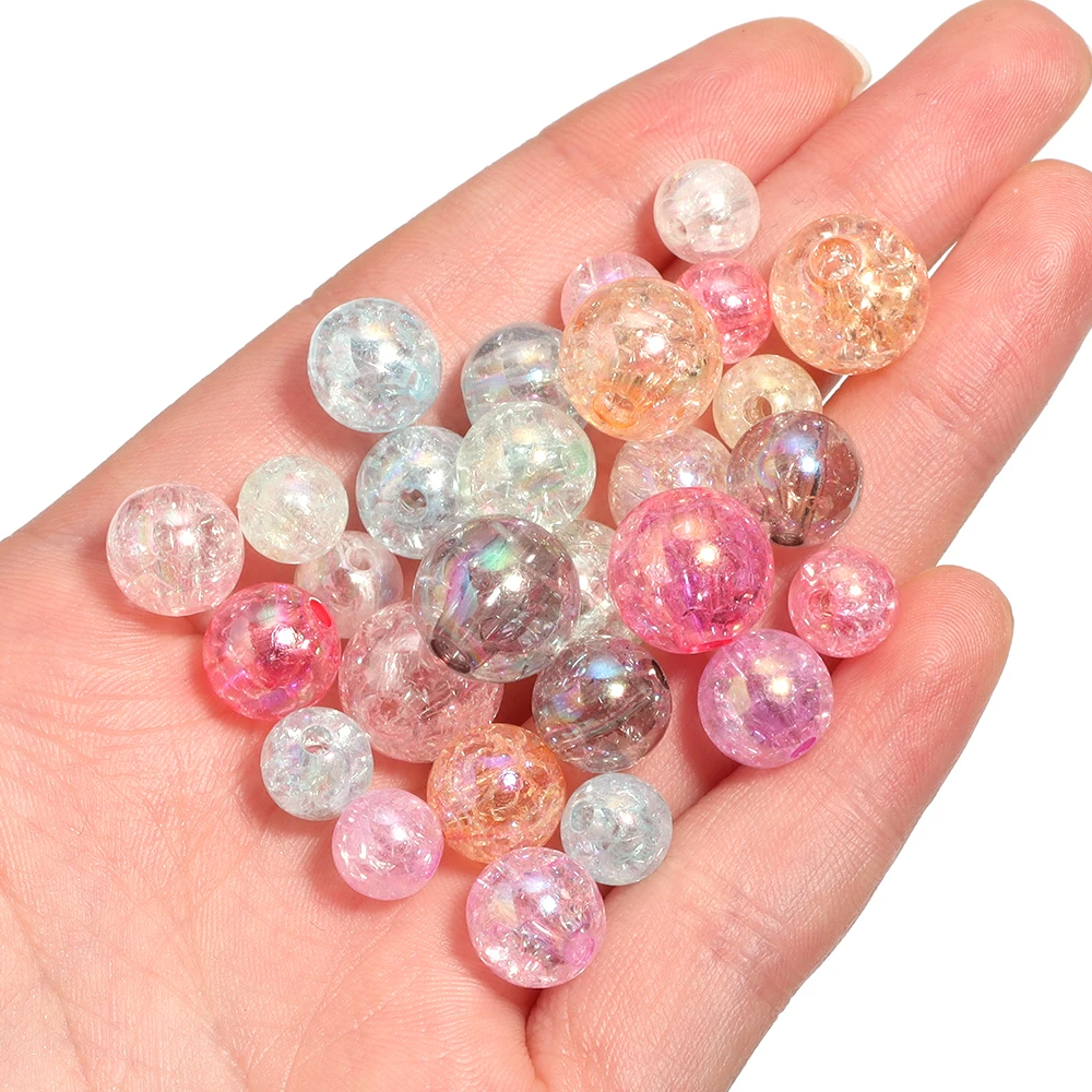 50/100pcs 8 10 12mm Mixed Color Broken Acrylic Beads Cracked Loose ...