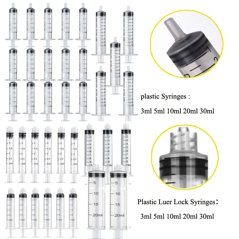 3ml/5ml/10ml/20ml/30ml Plastic Luer Lock Syringes Hydroponic Measure ...